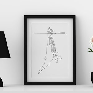 Whale One Line Art, DOWNLOAD INSTANT, Simple Line Art, Whale Print, One ...