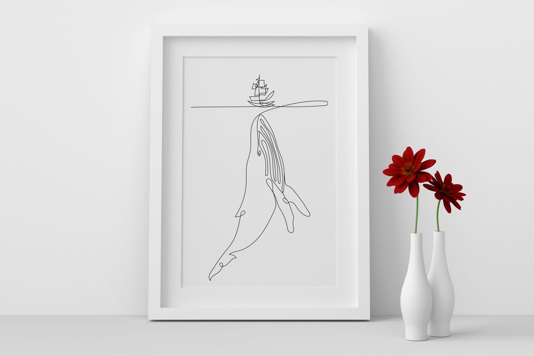 Whale One Line Art, DOWNLOAD INSTANT, Simple Line Art, Whale Print, One ...
