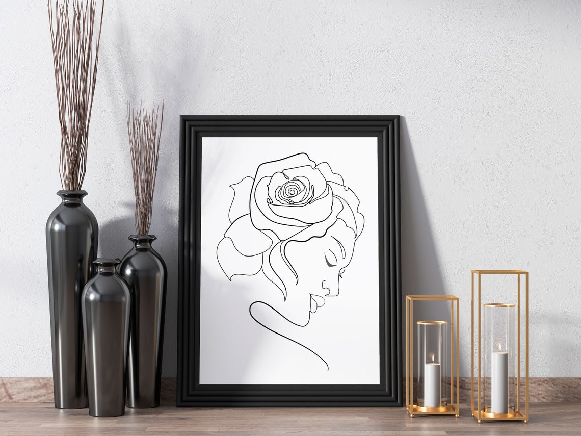 Plant Head Woman Art Flower Head Art Hair Salon Decor Face | Etsy