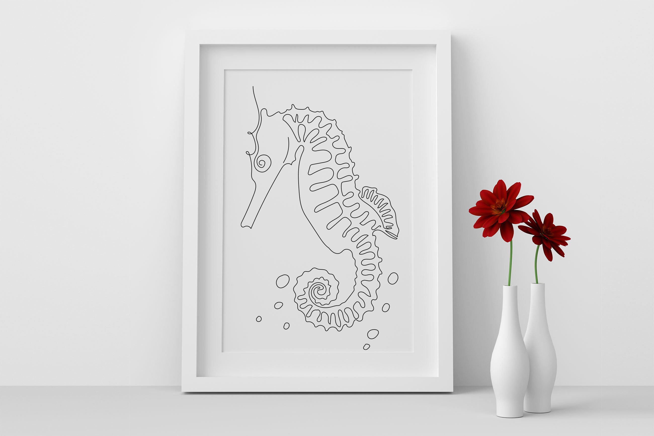 Seahorse One Line Art, Sea Animal Line Poster, DOWNLOAD INSTANT ...