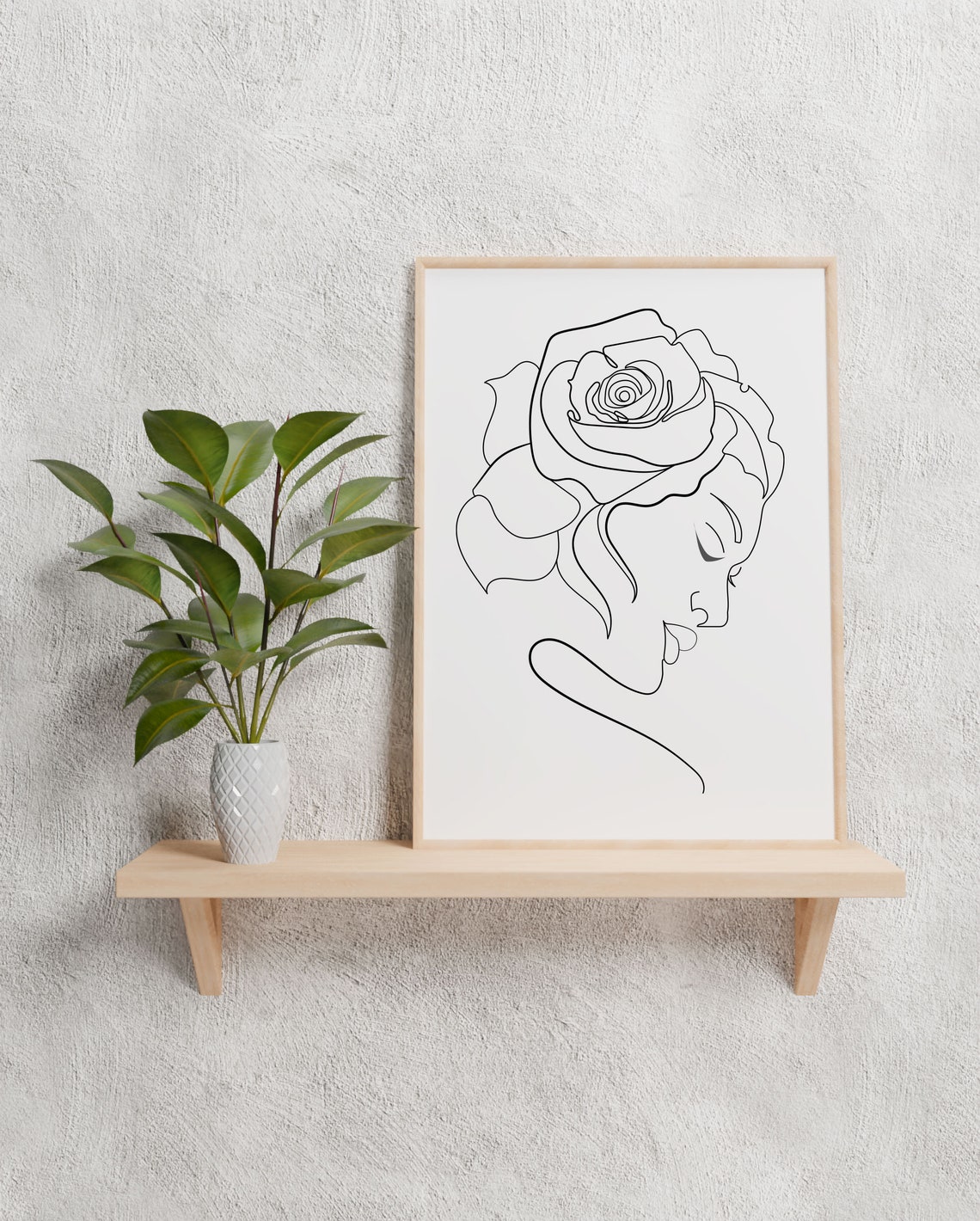 Plant Head Woman Art Flower Head Art Hair Salon Decor Face | Etsy