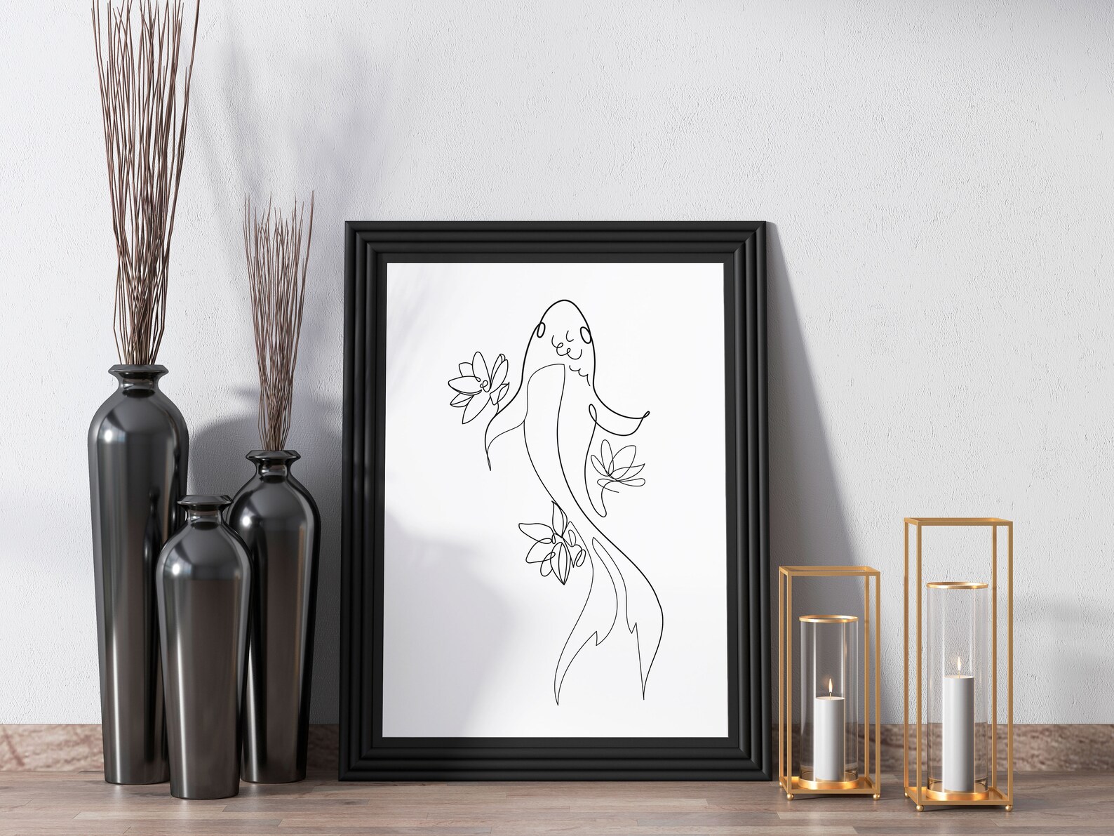 Koi Fish One Line Art Svg Modern Minimalist Continuous Line - Etsy