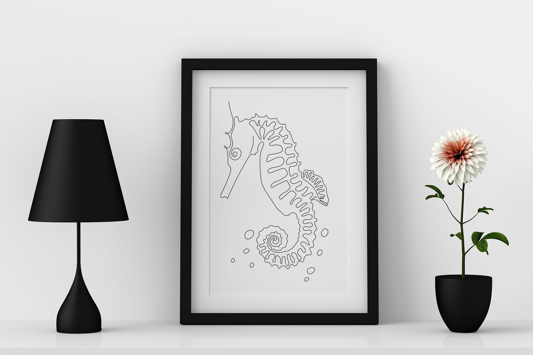Seahorse One Line Art, Sea Animal Line Poster, DOWNLOAD INSTANT ...