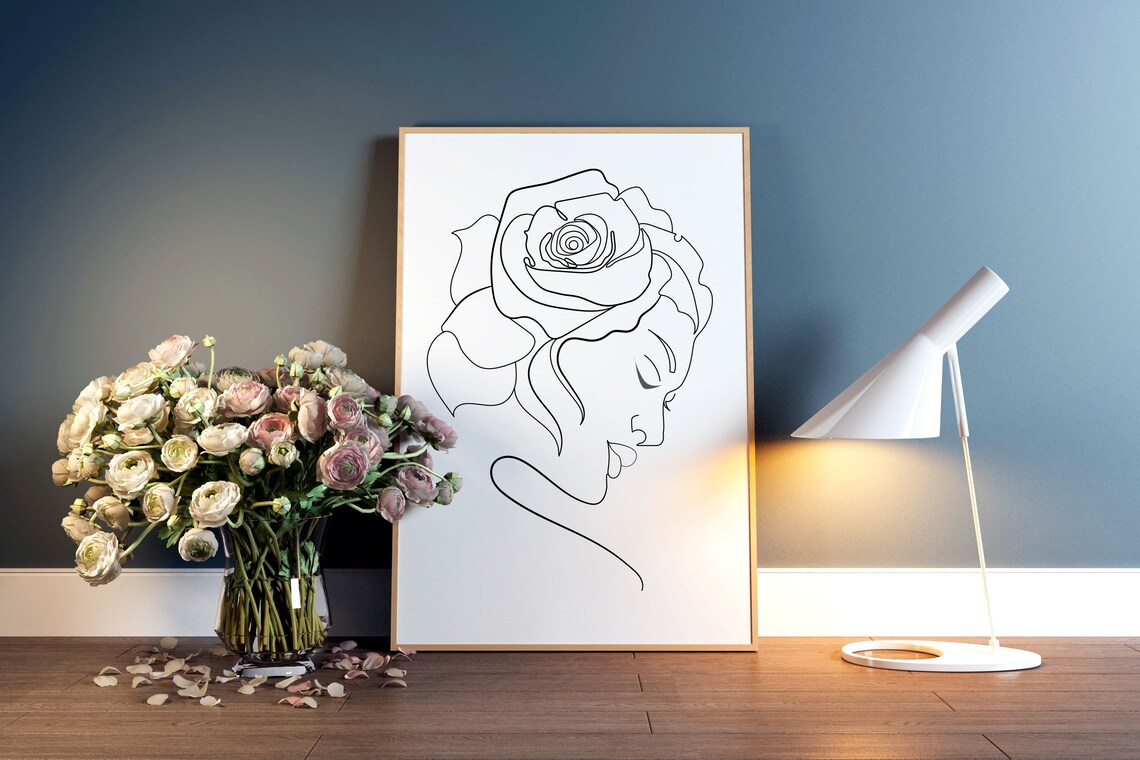 Plant Head Woman Art Flower Head Art Hair Salon Decor Face | Etsy