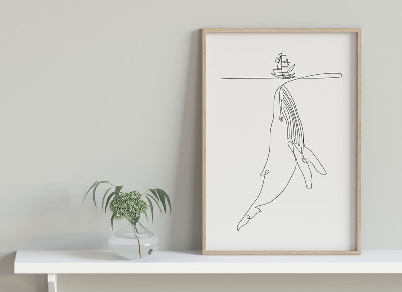 Whale One Line Art DOWNLOAD INSTANT Simple Line Art Whale | Etsy