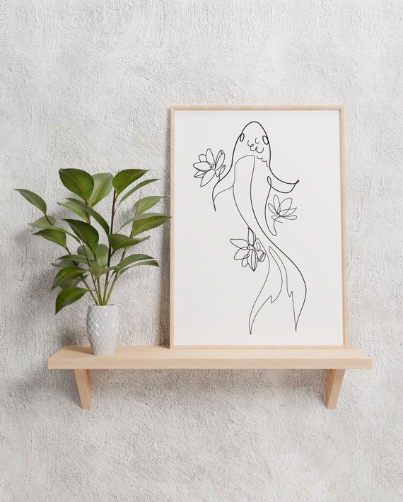 Koi Fish One Line Art Svg Modern Minimalist Continuous Line - Etsy