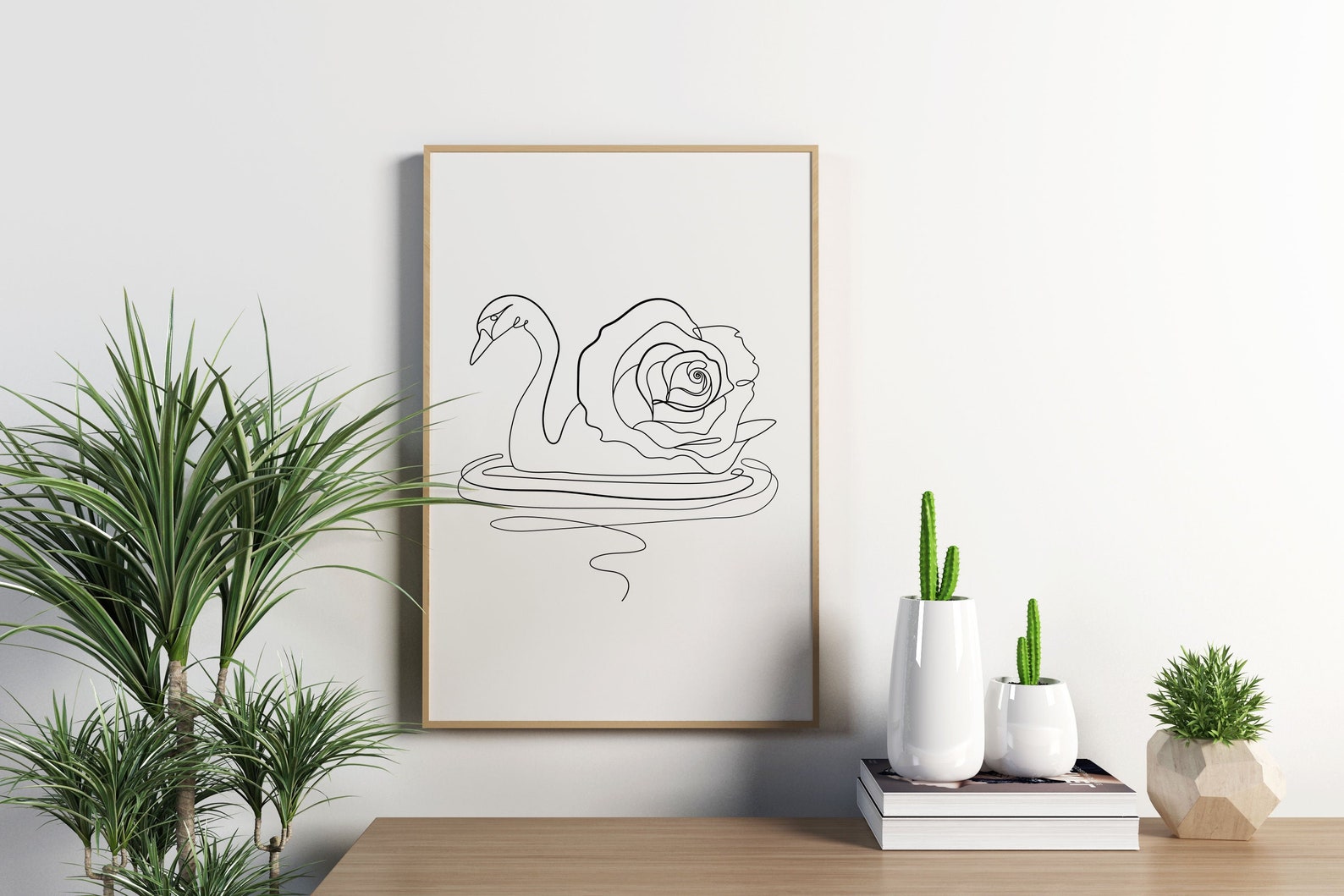 Swan One Line Art Bird One Line Drawing Flower Line Art - Etsy