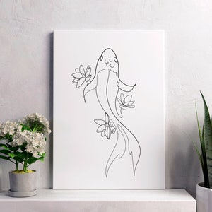 Koi Fish One Line Art Svg, Modern Minimalist Continuous Line Drawing - Etsy