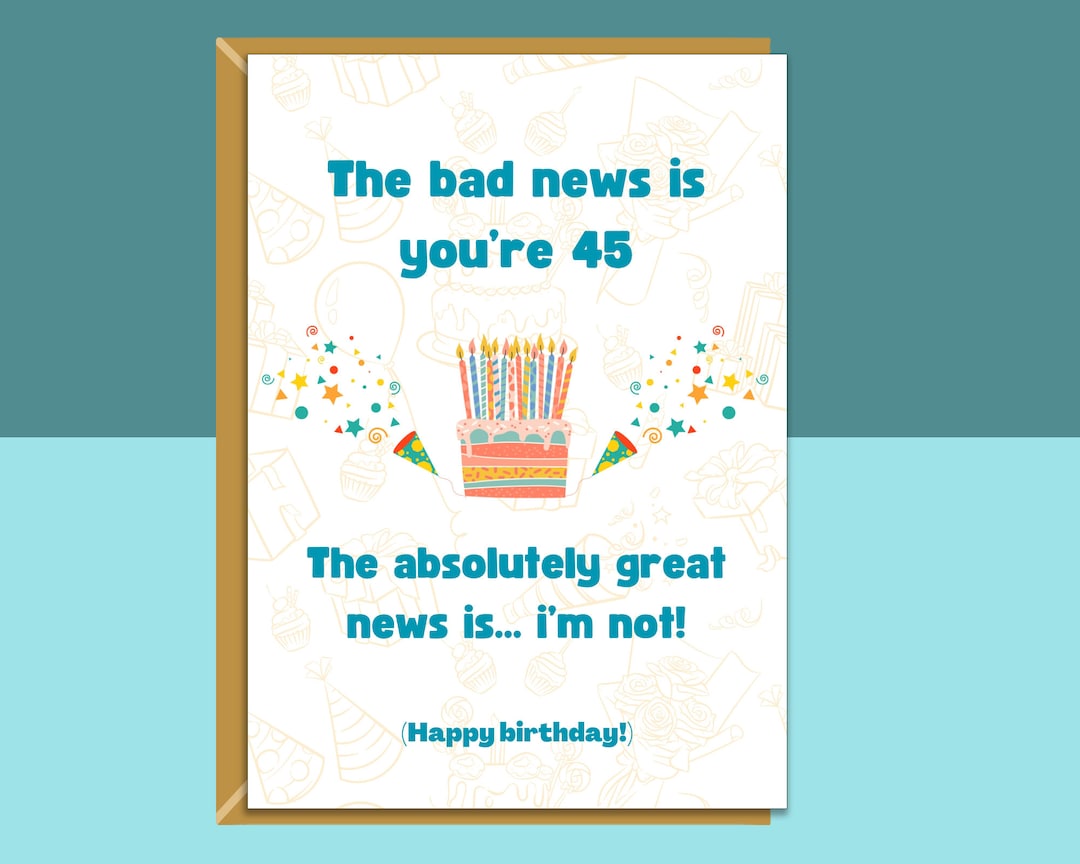 Funny 45th Birthday Card - Cheeky Card for Someone Turning 45 Years Old ...