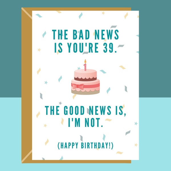 39 Years Funny Birthday Cards - Etsy