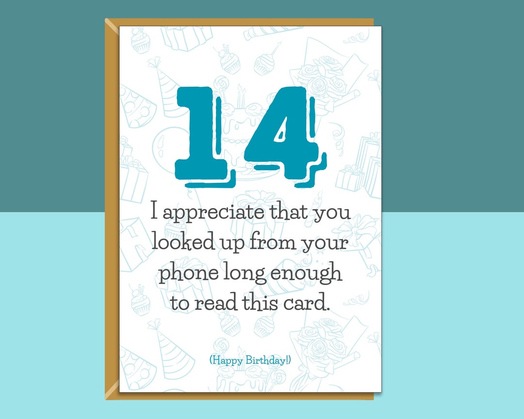Funny 14th Birthday Card - Personalised - for Him or for Her - for ...