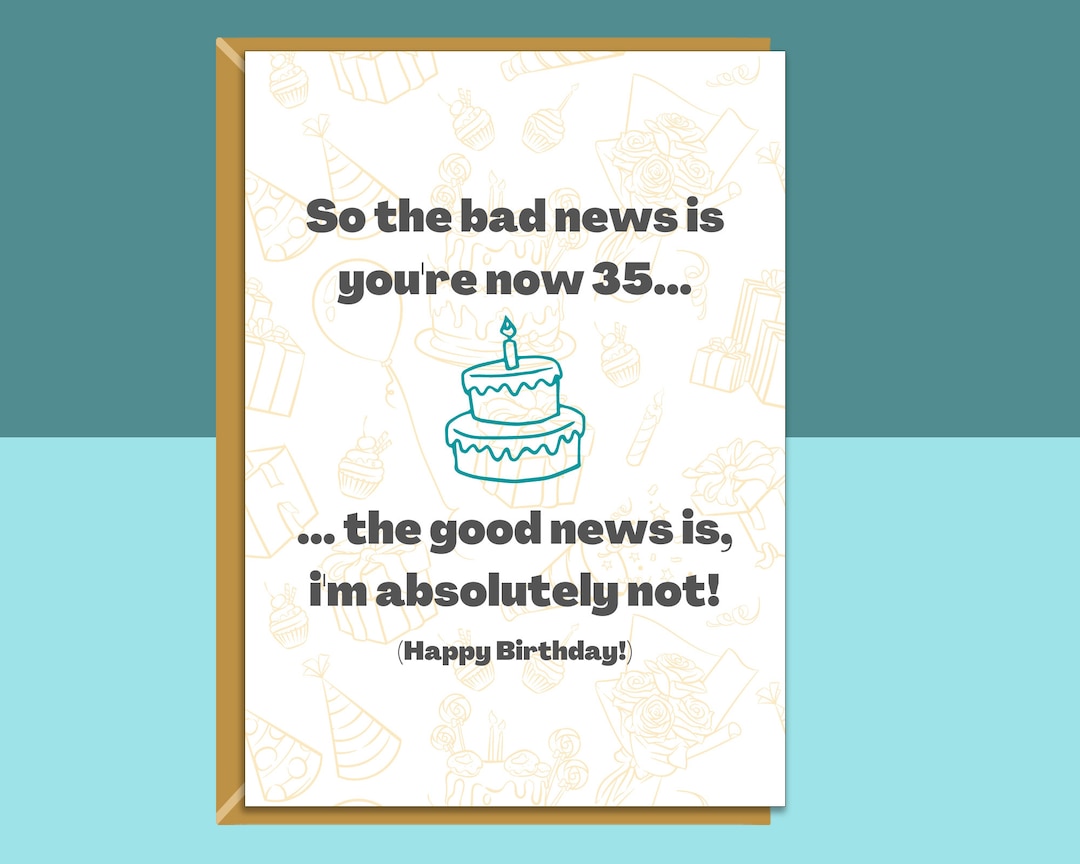 Funny 35th Birthday Card - for Someone Turning 35 Years Old - Can Be ...