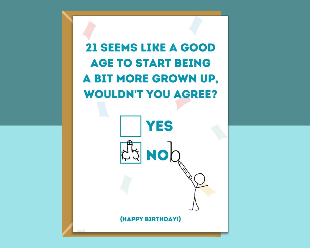 Funny 21st Birthday Card - Personalised Inside If Required - for Him or ...