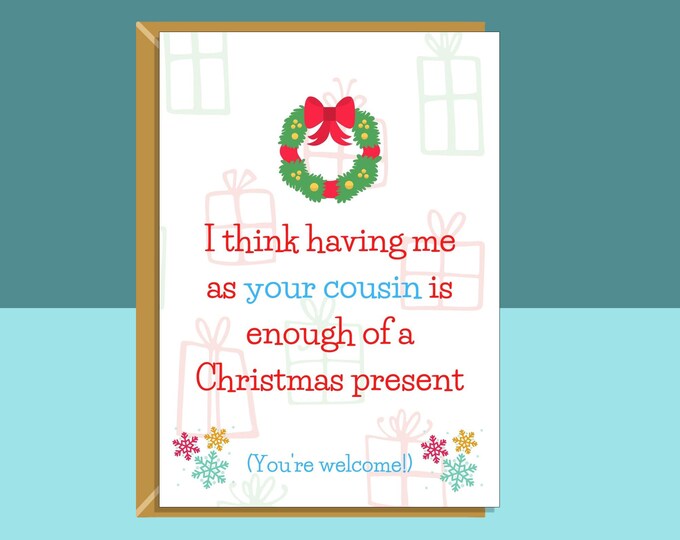 Christmas Card for Cousin, Merry Christmas Card, to My Awesome Cousin ...