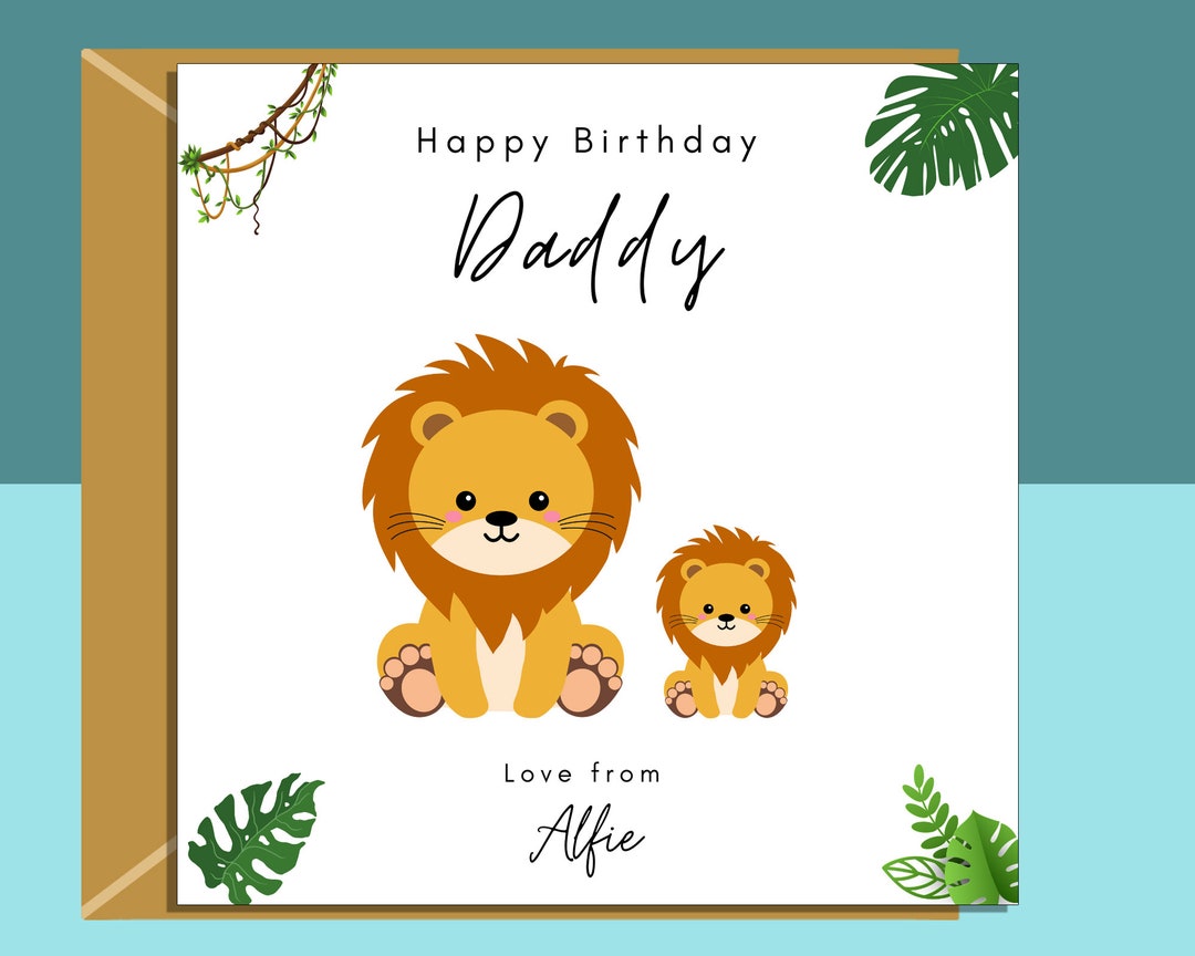 Daddy Birthday Card - From Son or Daughter - Personalised - Cute - to ...