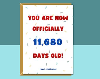 Funny 32nd Birthday Card for Him or for Her on Turning 32 | Etsy