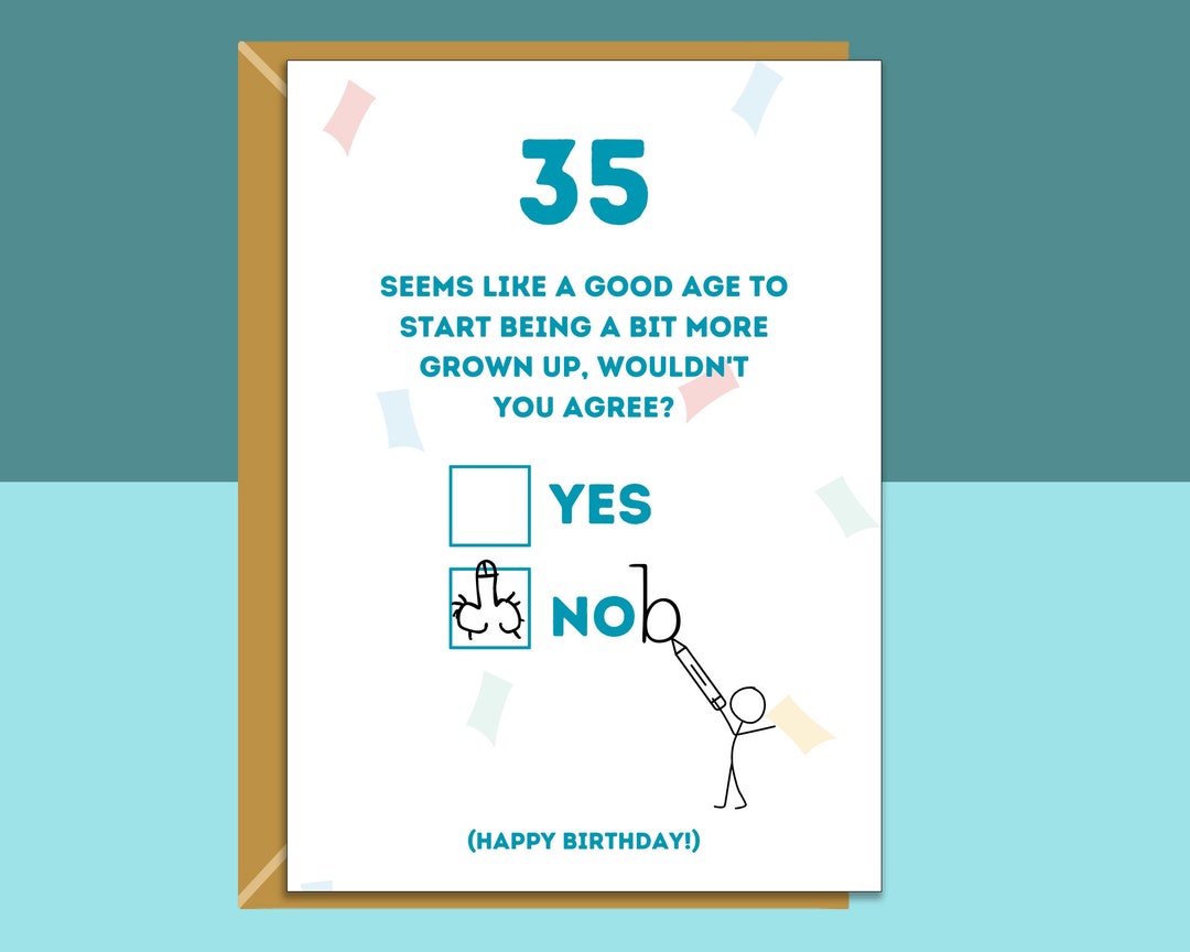 Funny 35th Birthday Card - Personalised - Rude Card for Son, Daughter ...