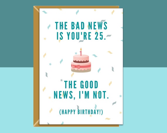 Funny 25th Birthday Card for Him or for Her on Turning 25 - Etsy