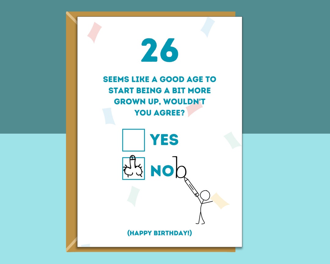 Funny 26th Birthday Card Personalised - for Him or for Her - Ideal for ...