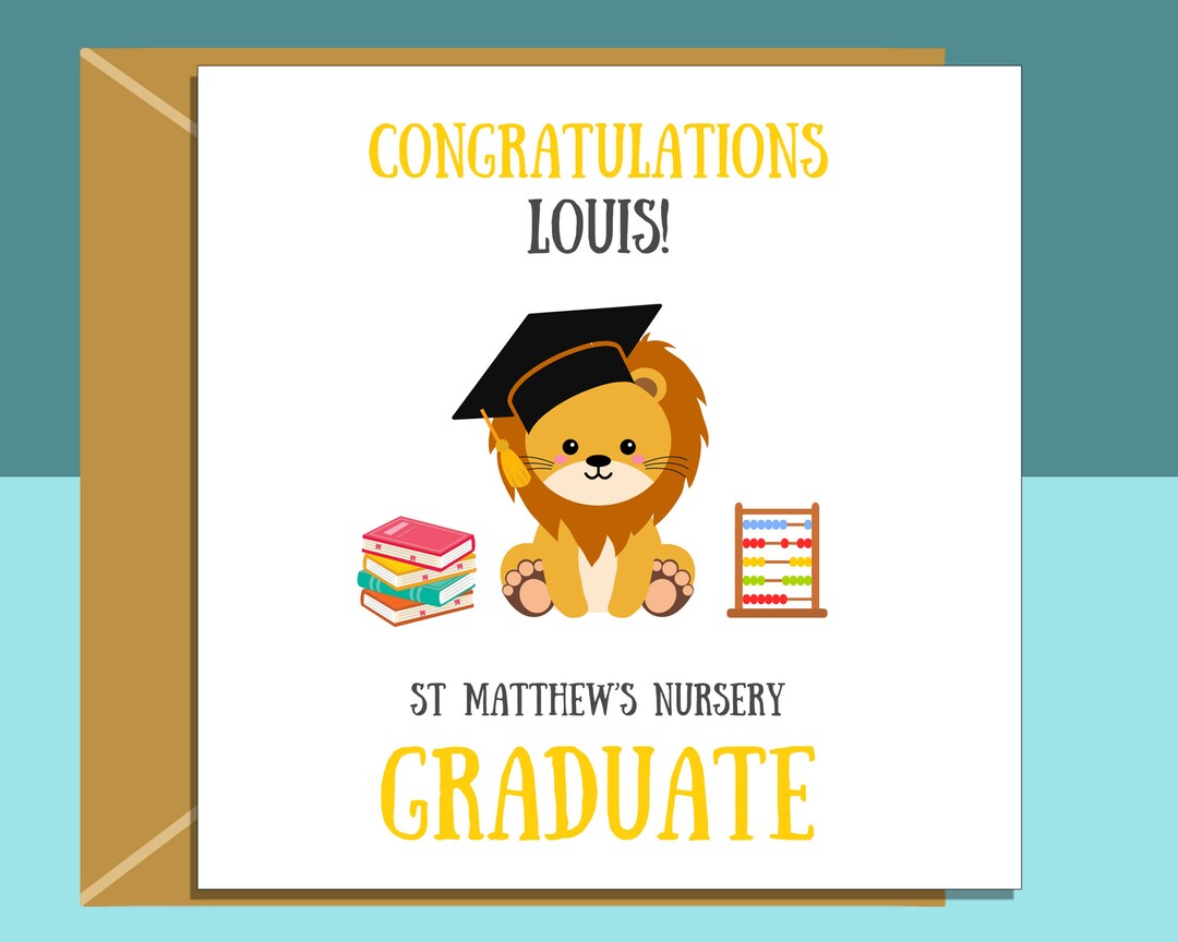 Nursery Graduation Card Personalised for Son, Daughter, Nephew, Niece ...
