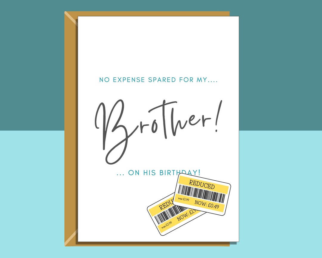 Funny Brother Birthday Card - for Him - Personalised Inside for Brother ...