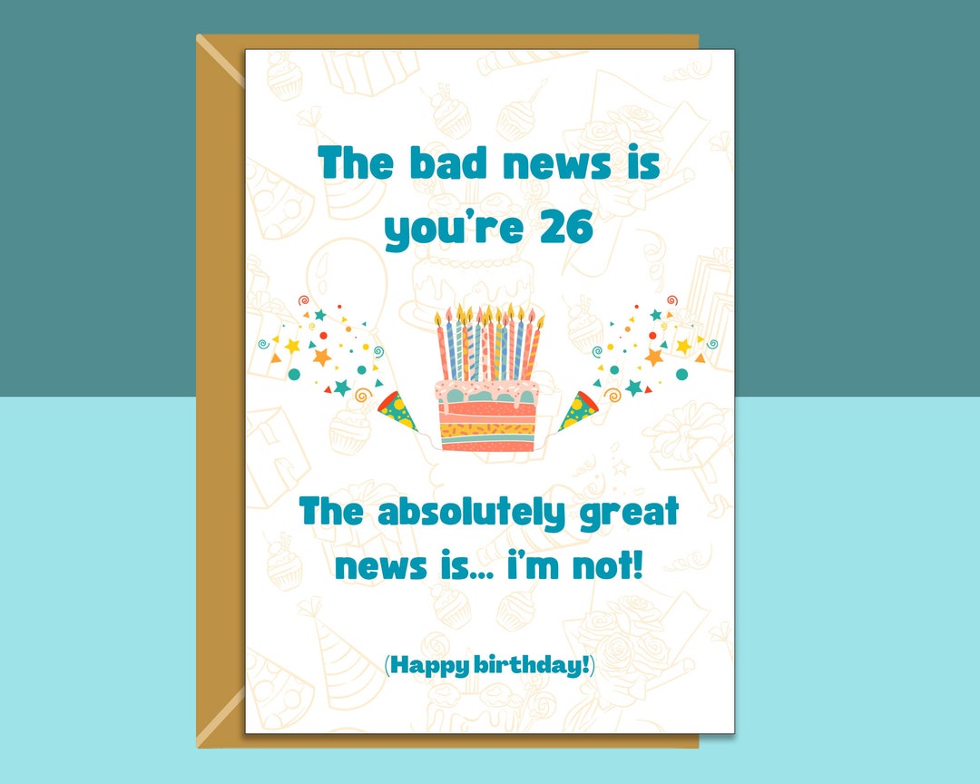 Funny 26th Birthday Card - Cheeky Card for Someone Turning 26 Years Old ...