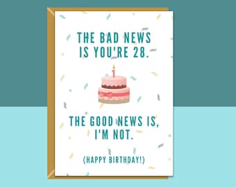 Funny 28th Birthday Card 28 and Looking Great 28th Birthday - Etsy