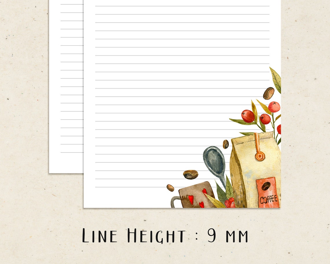 Coffee Writing Paper Printable Hygge Fall Autumn Stationery | Etsy