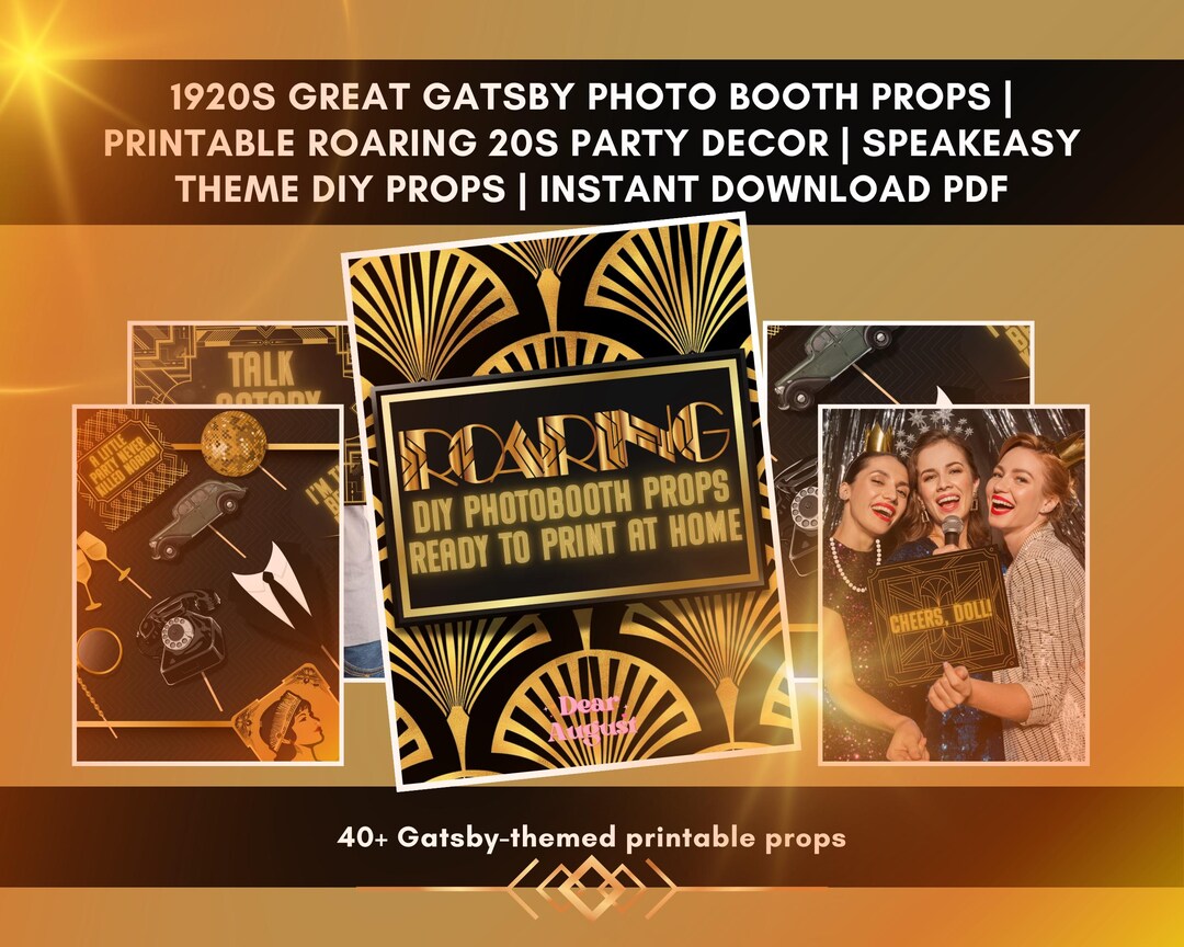 1920s Great Gatsby Photo Booth Props | Printable Roaring 20s Party ...