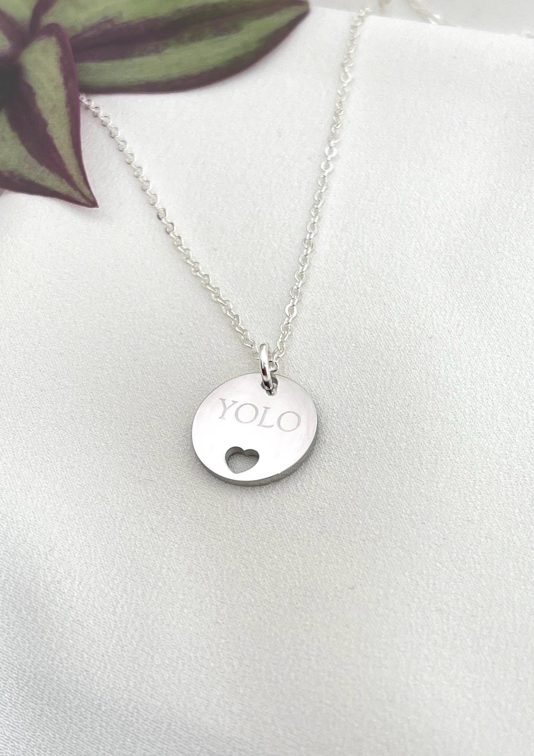 A YOLO (you Only Live Once) Social Media Inspired Necklace Heart ...