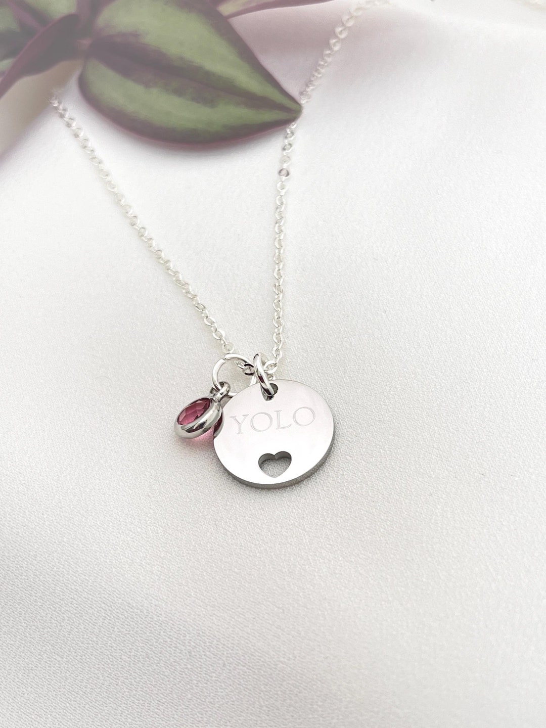 A YOLO (you Only Live Once) Birthstone Social Media Inspired Necklace ...