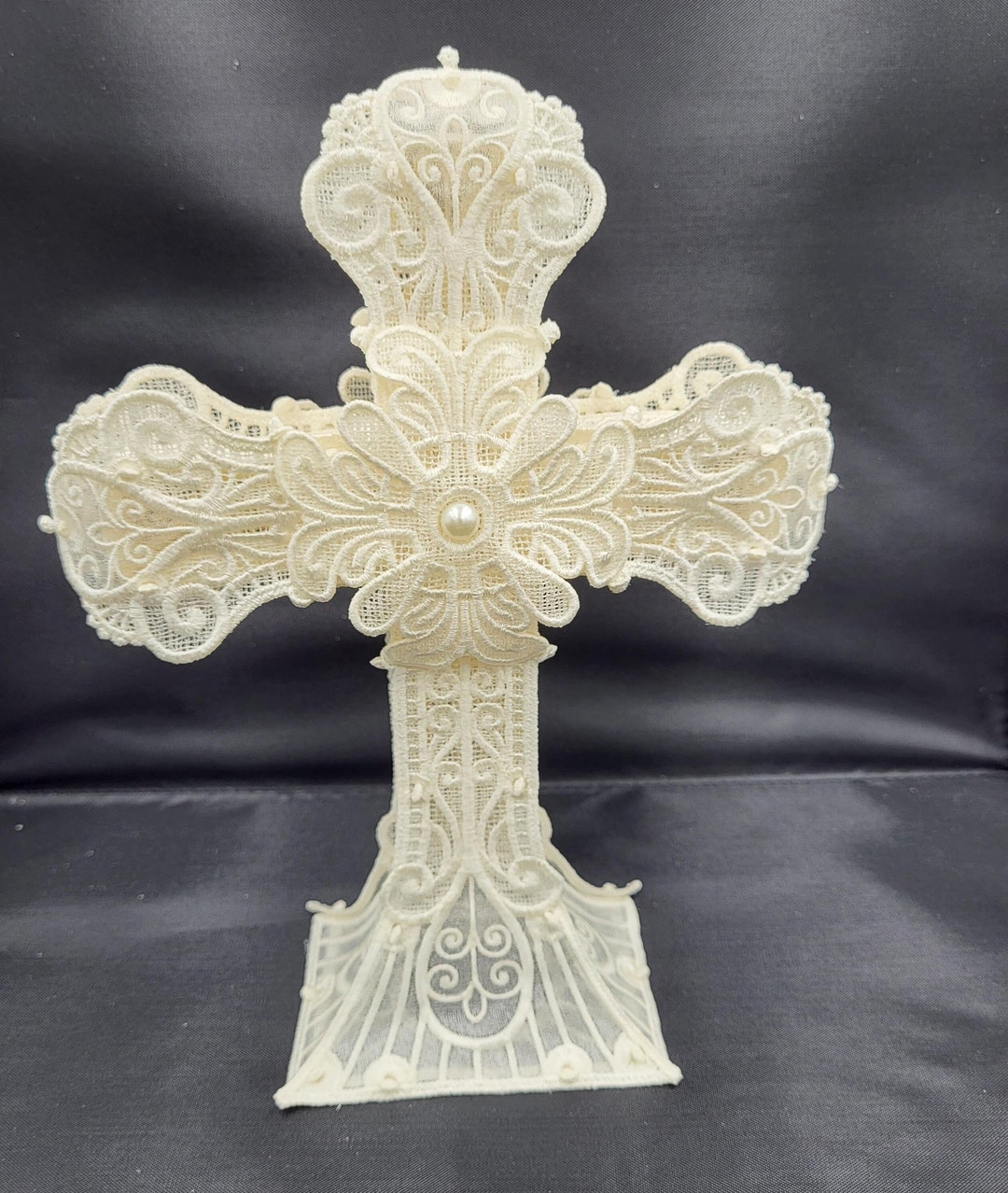 3D Freestanding Ivory Lace Cross With Free Gift - Etsy