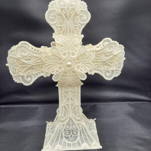 3D Freestanding Ivory Lace Cross With Free Gift - Etsy