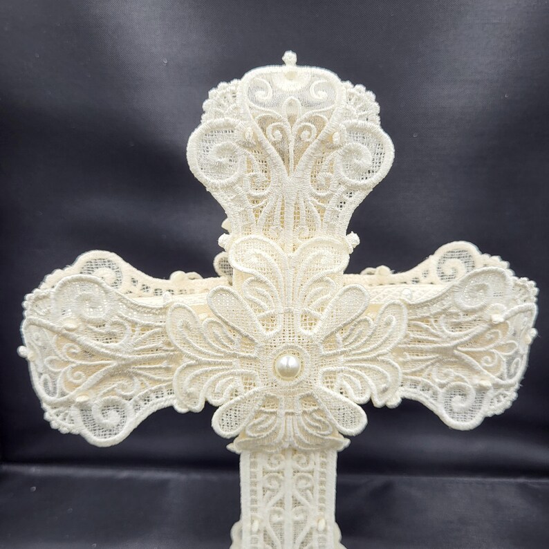 3D Freestanding Ivory Lace Cross With Free Gift - Etsy