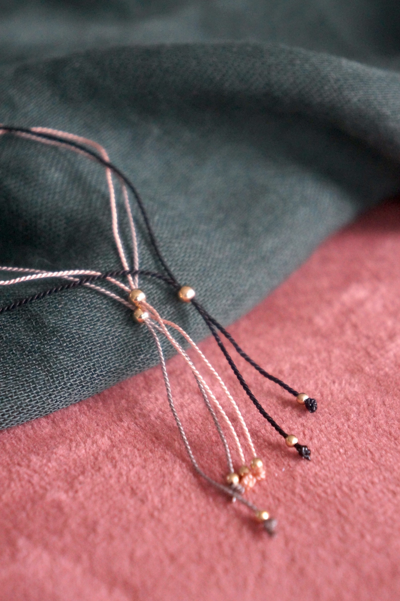 Fine Silk Cord Gold Filled Beaded Bracelet Cord Bracelet - Etsy