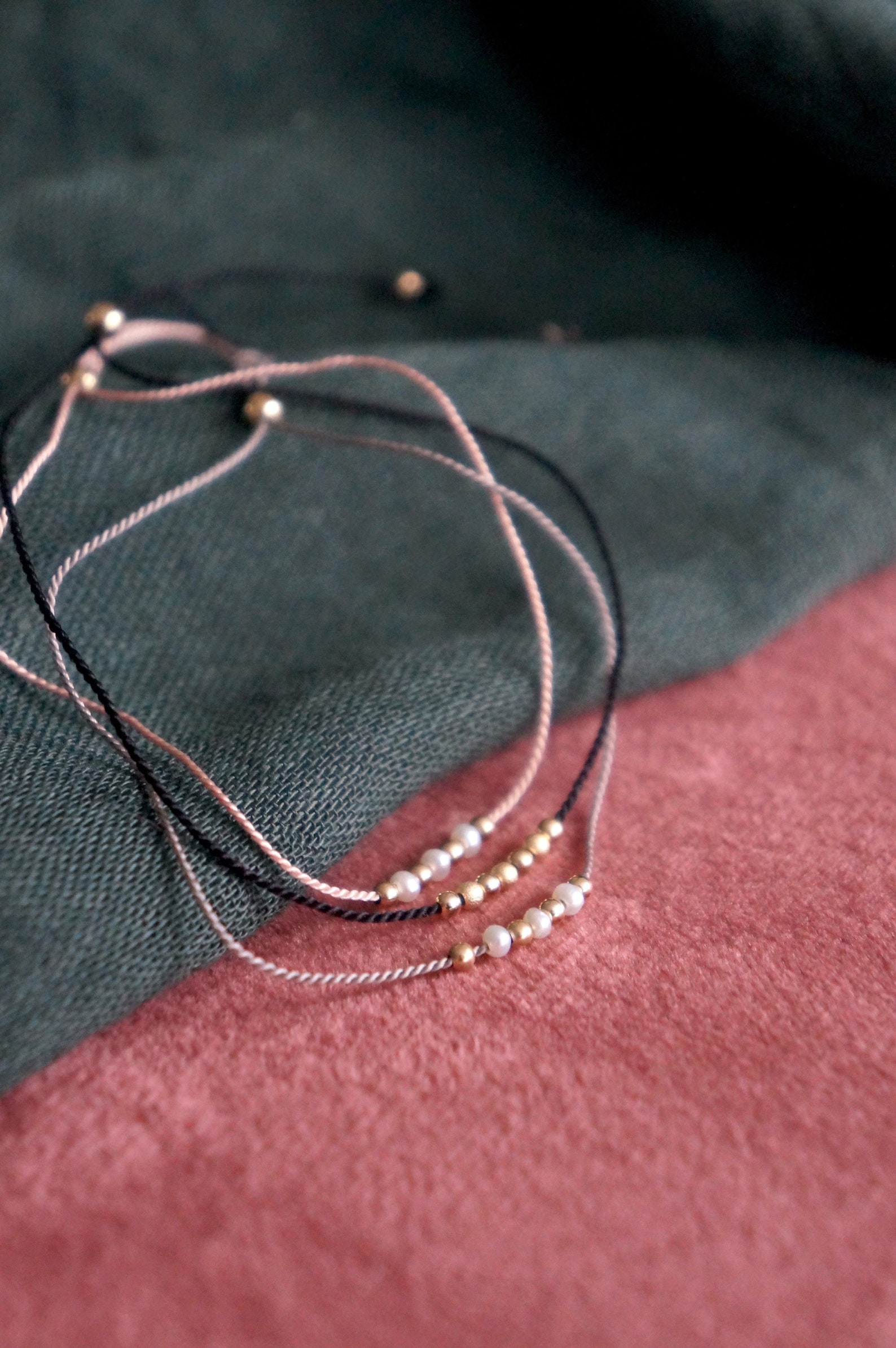 Fine Silk Cord Gold Filled Beaded Bracelet Cord Bracelet - Etsy