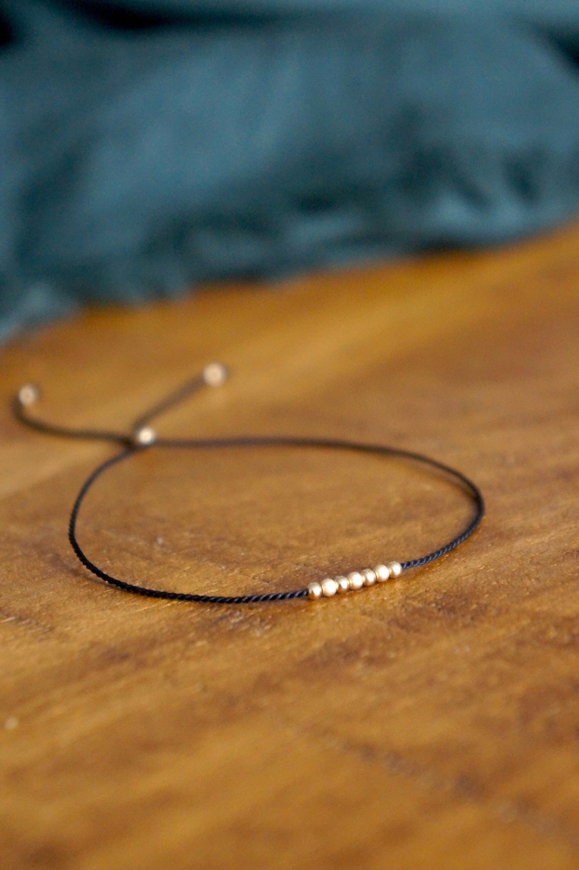 Fine Silk Cord Gold Filled Beaded Bracelet Cord Bracelet - Etsy