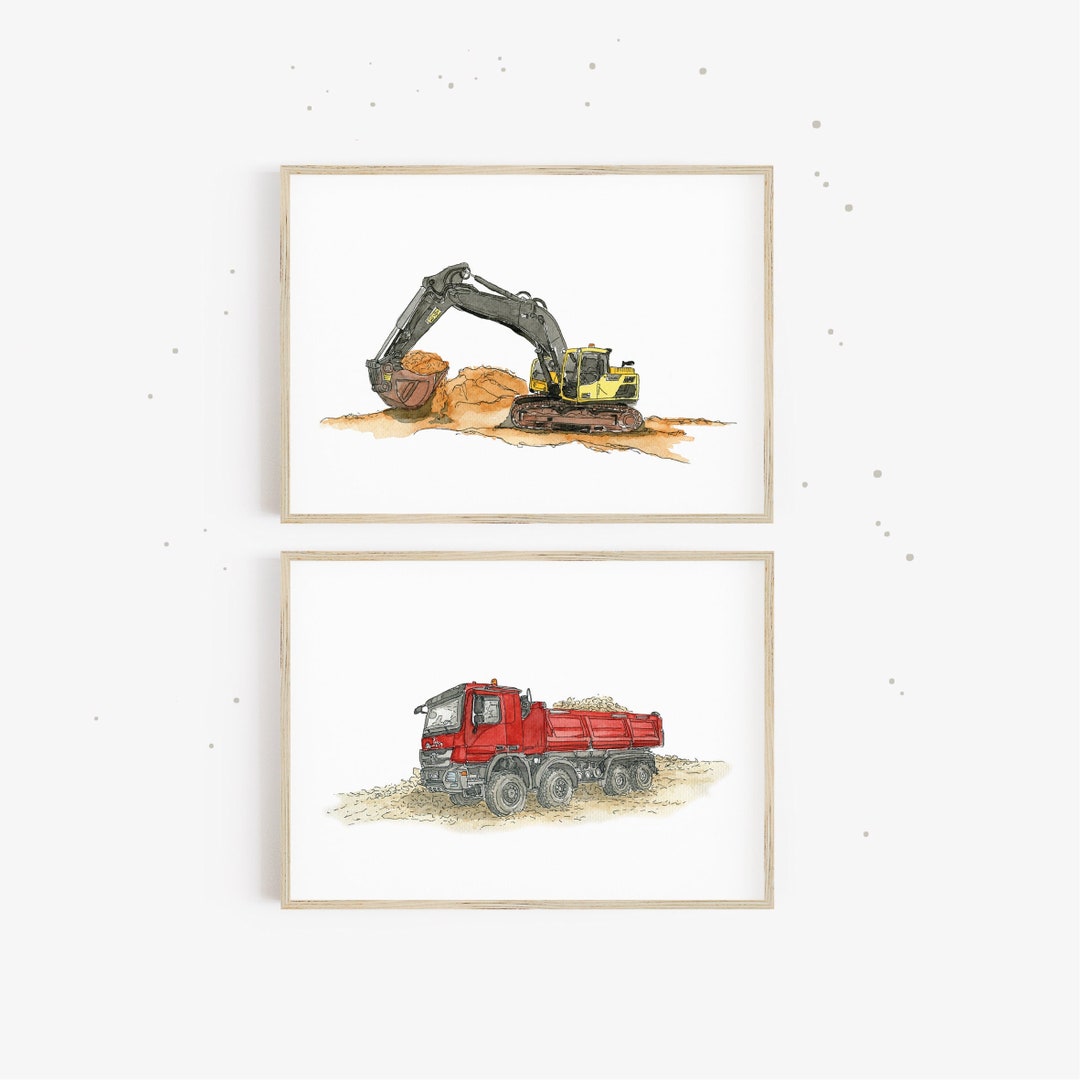 Bagger Und Kipper Poster Set - Bilder Fürs Kinderzimmer | Fahrzeug ...