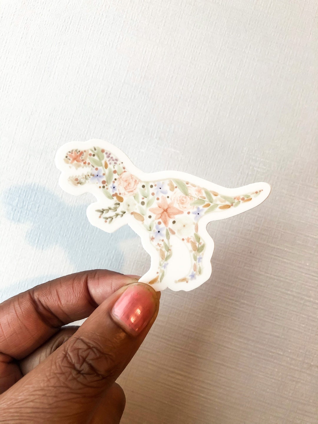 Tyrannosaurus Rex Sticker, Floral T-rex, Floral Sticker, Gift for ...