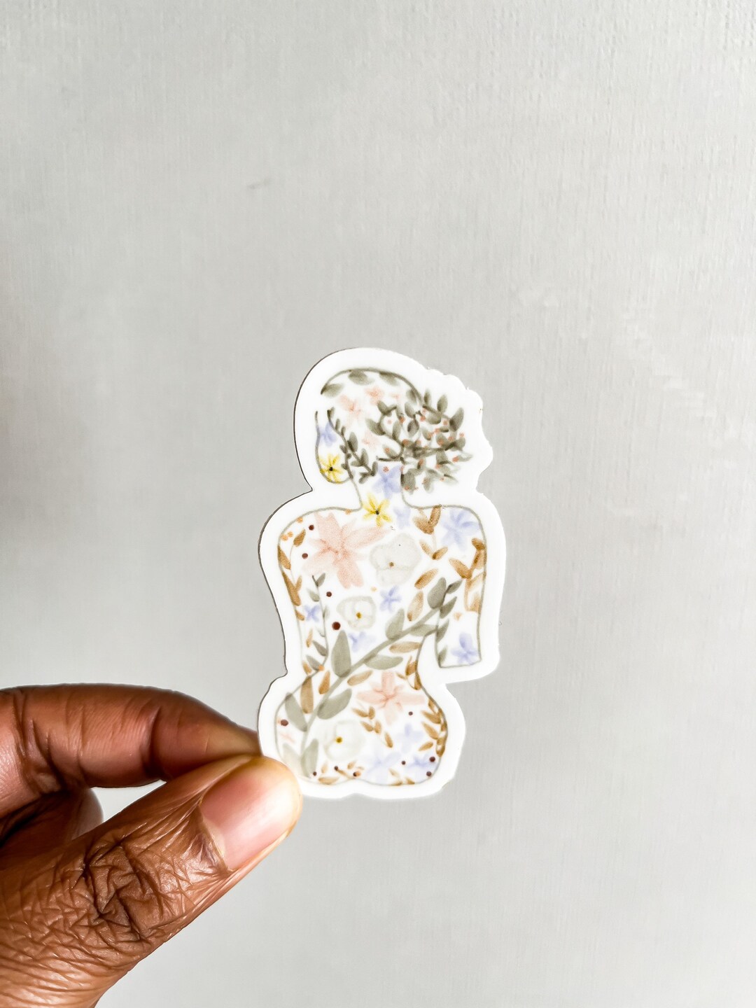 Woman’s Body Sticker, Floral Woman Sticker, Body Positive, Floral ...