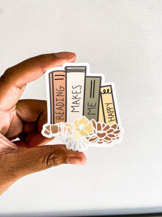 Reading Makes Me Happy Book Sticker Sticker for Book Club - Etsy