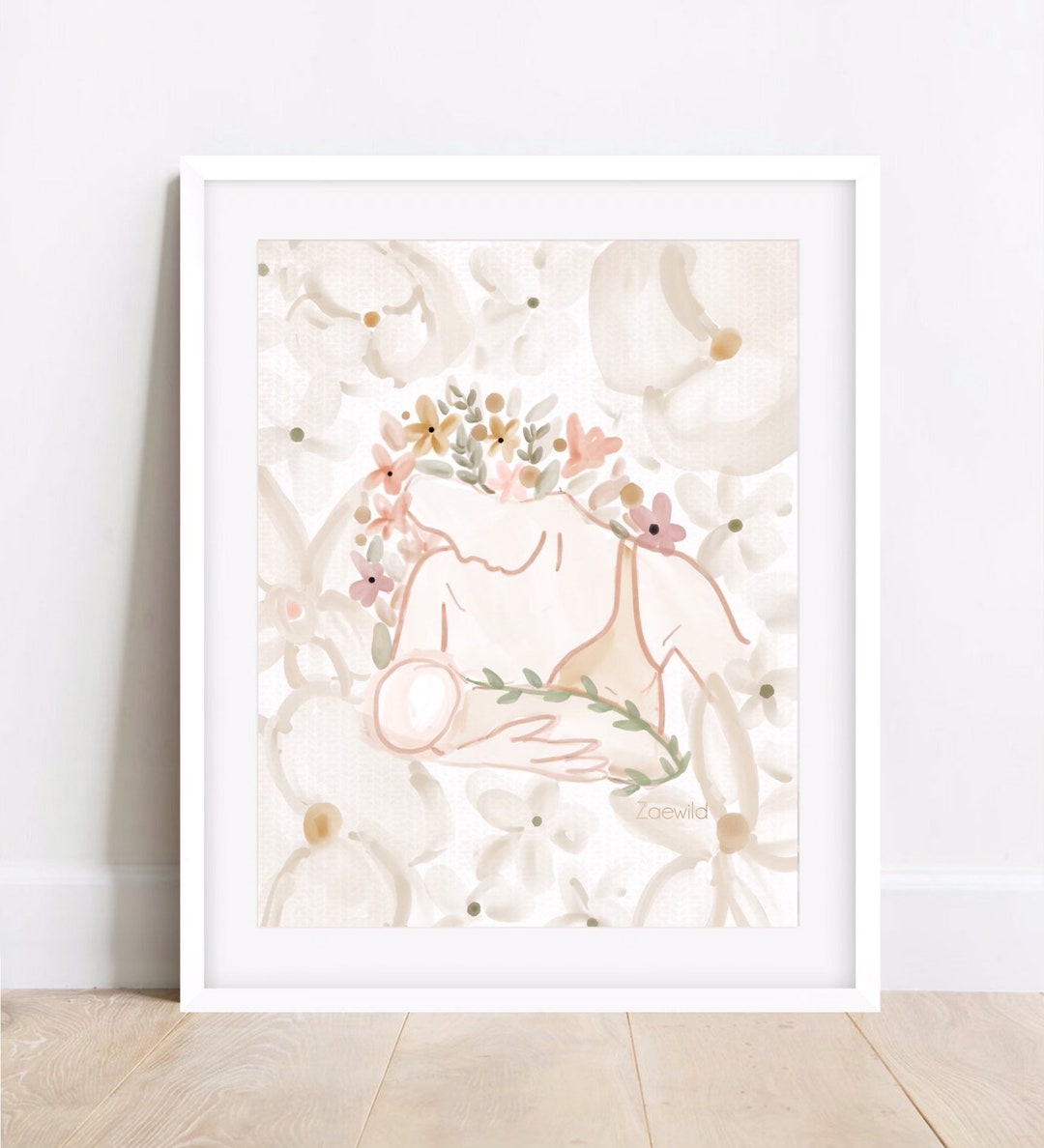 Breastfeeding Mother Print, Floral Breastfeeding Print, Mother Gift ...