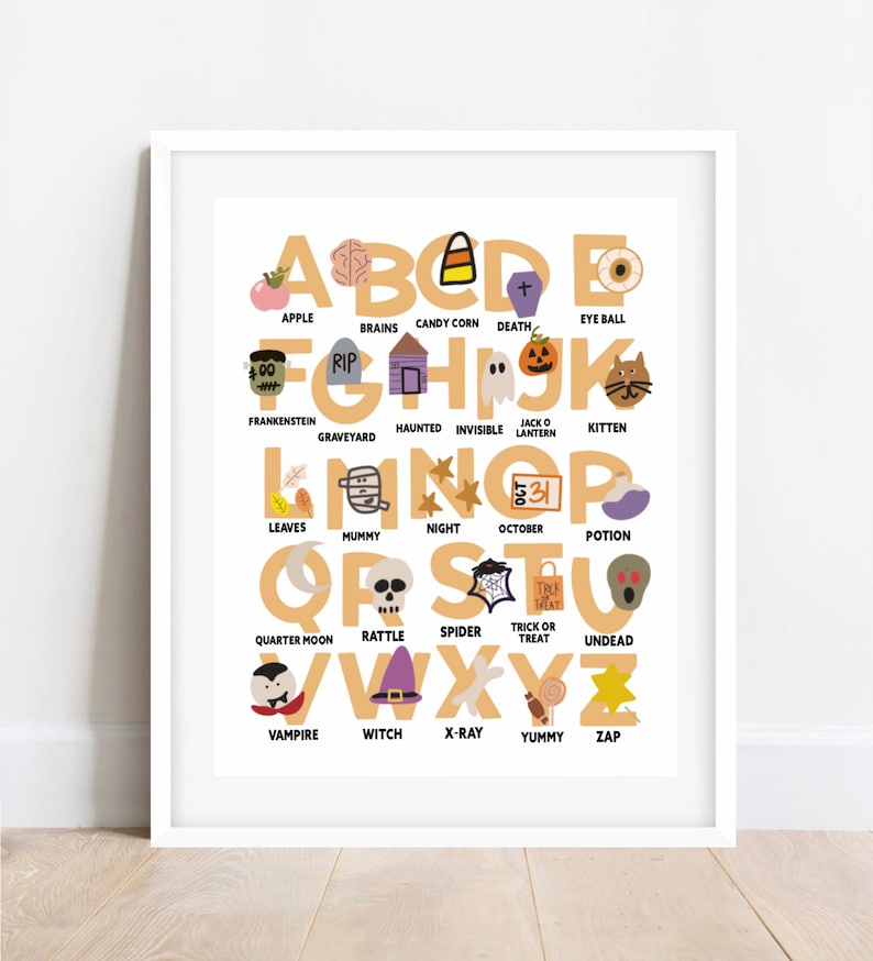Halloween Alphabet Print, Classroom Abc’s, Kids Halloween Decor ...