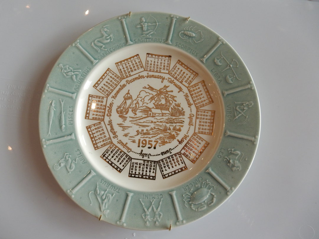 Vintage 1957 Zodiac Astrology Calendar Plate - Etsy