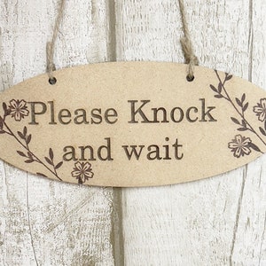 Please Knock and Wait Sign - Etsy
