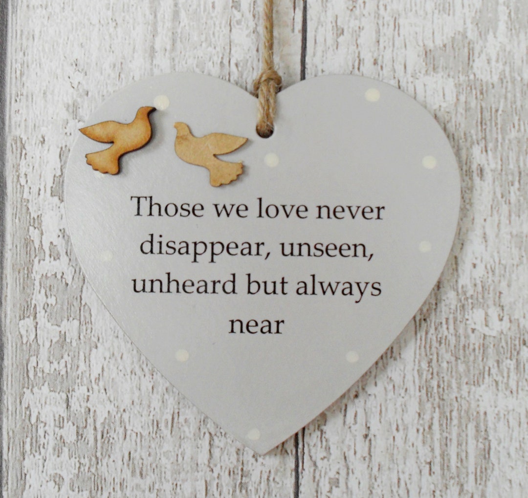 Those We Love Never Disappear Forget Me Not Wooden Gift Heart Plaque ...