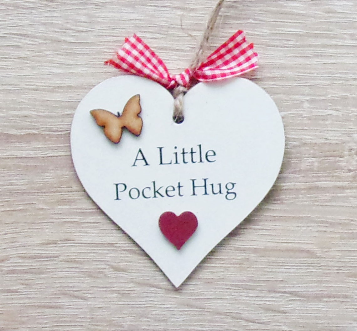 A Little Pocket Hug With Ribbon Wooden Gift Heart Plaque/sign - Etsy UK