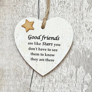 Firm Friendship Good Friends Are Like Stars Wooden Gift Heart Plaque ...