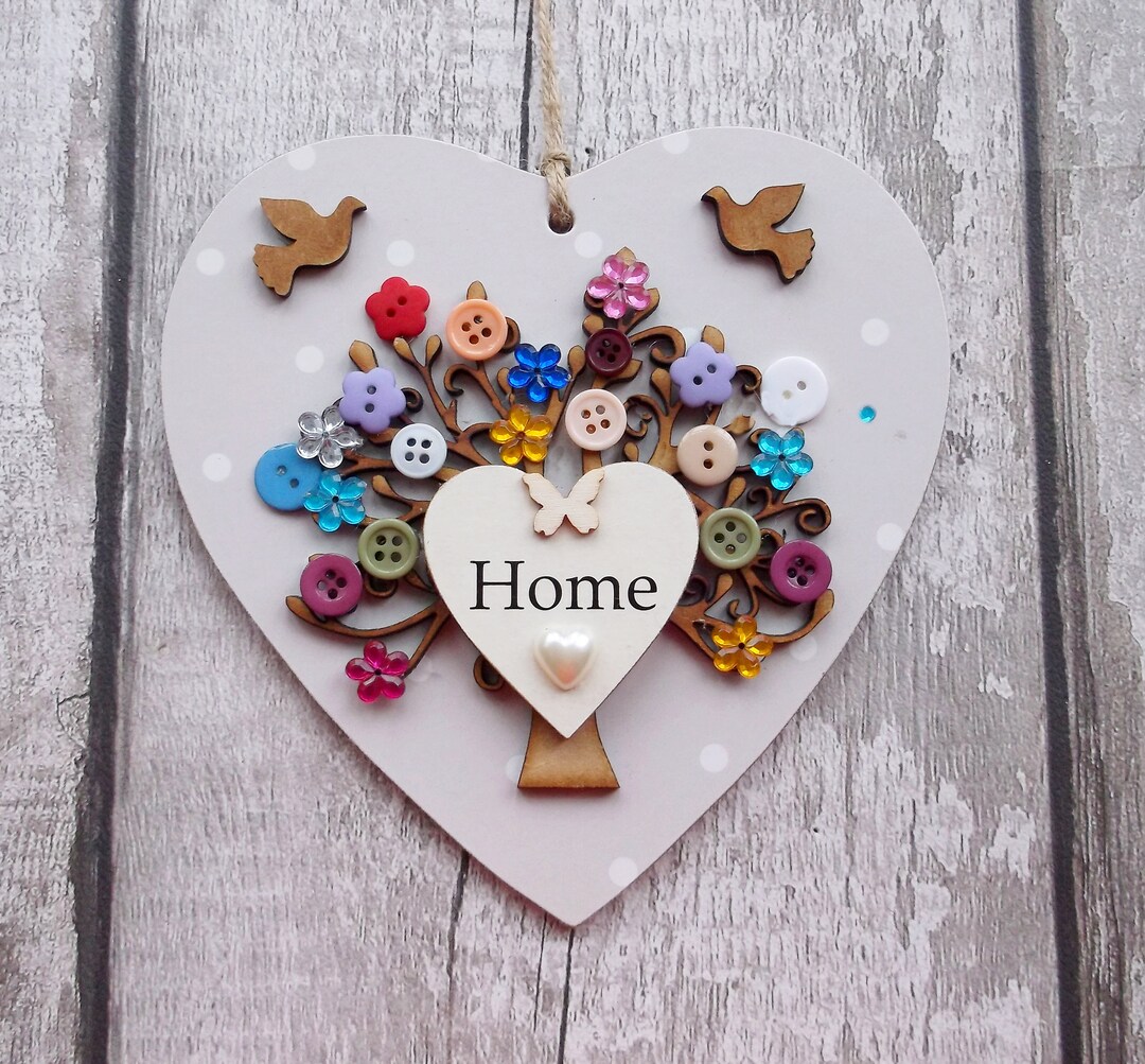 Home Gift Heart With Tree 3D Three Layer Wooden Gift Heart Plaque/sign ...