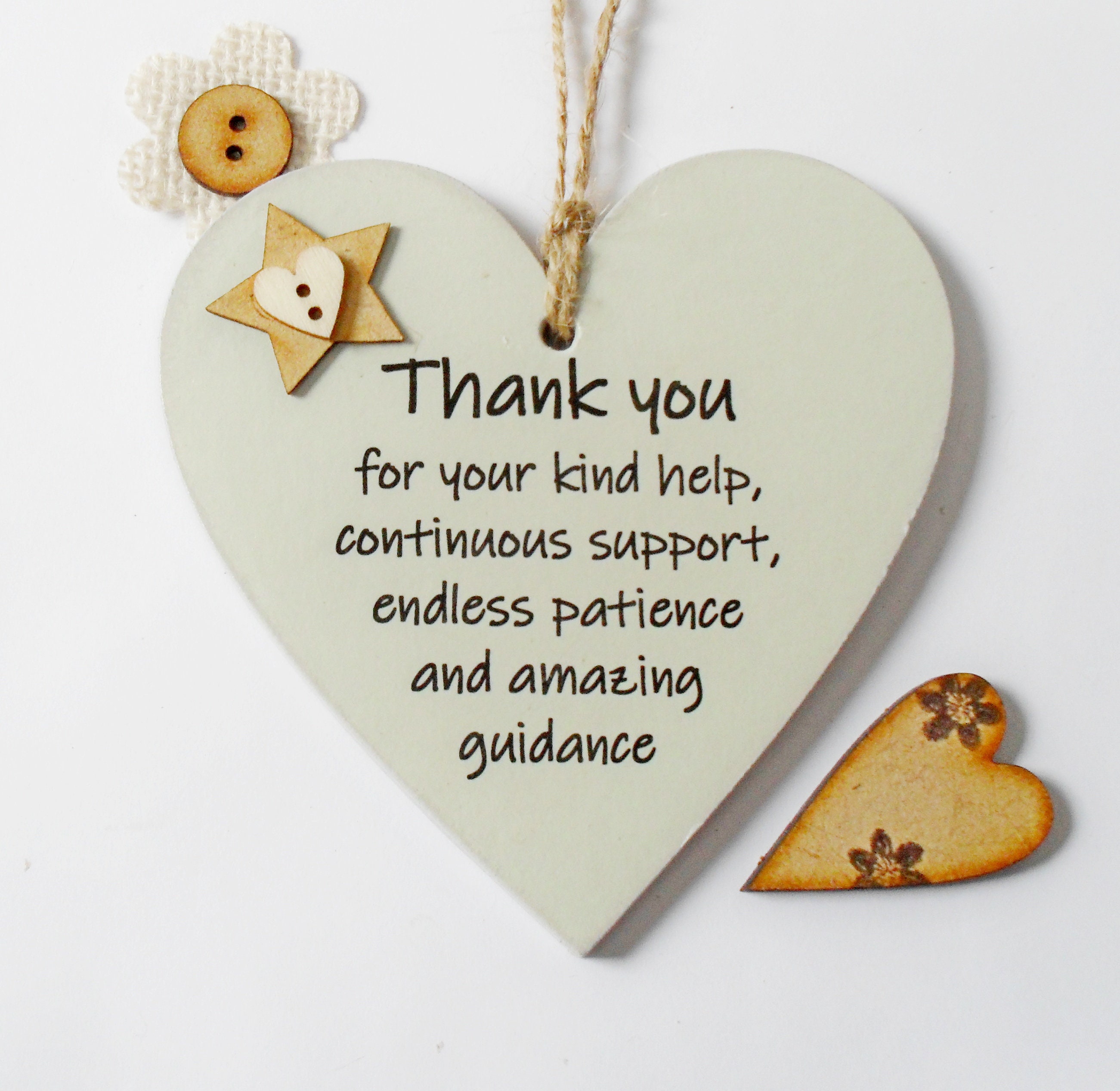 Thank You for Your Kind Help and Support Wooden Gift Heart Plaque/sign ...
